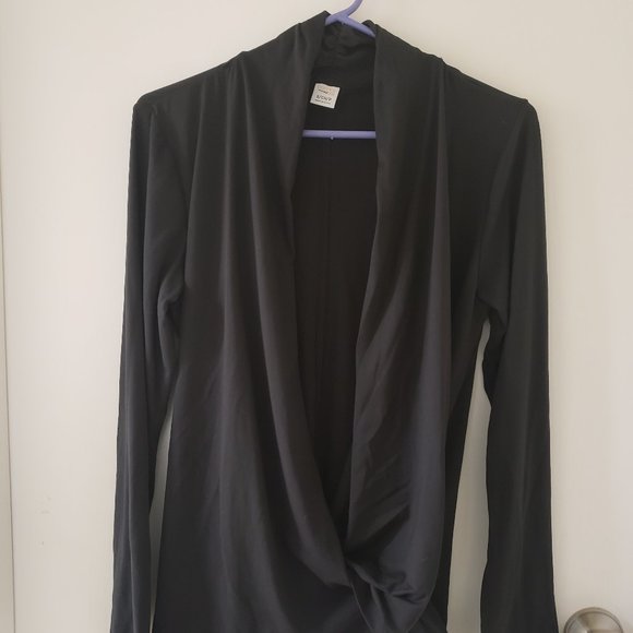Copper Fit | Tops | Copper Fit Long Sleeve Black Deep V Neck Blouse ...